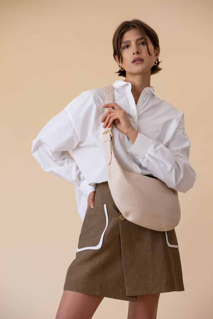 SLOUCHY CROSSBODY BAG - ECRU
